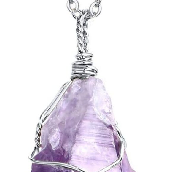 Other | Full Wire Wrapped Amethyst Pendant Necklace Crystal Stone ...